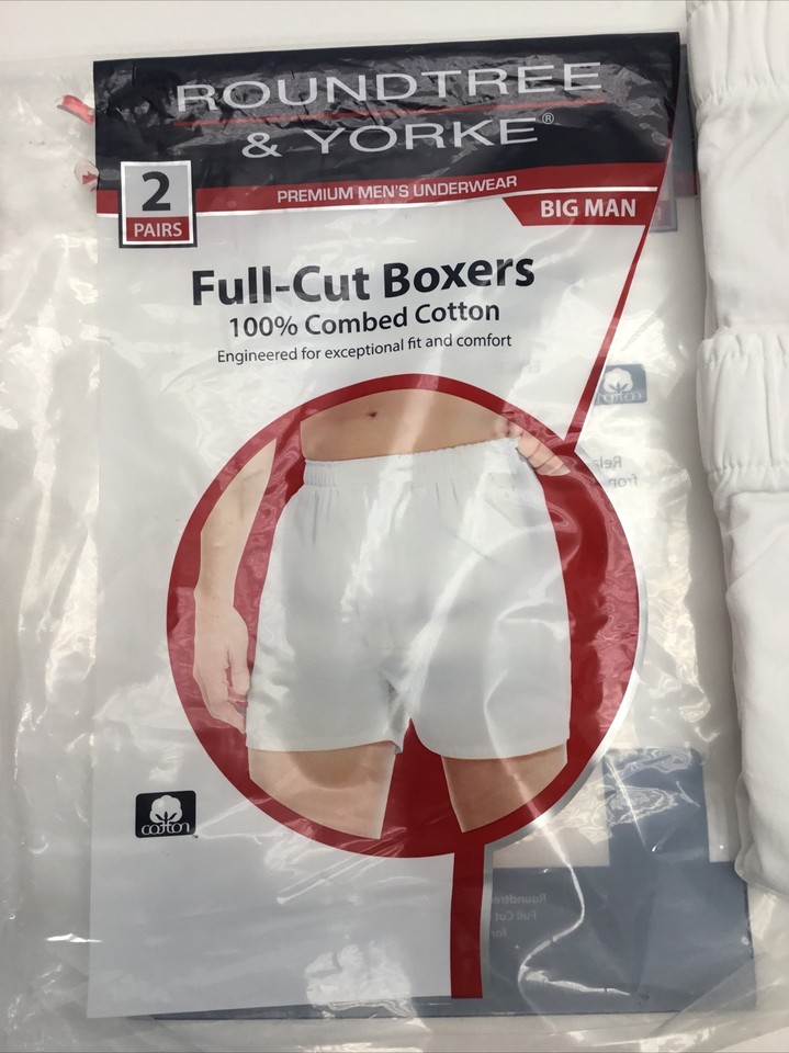 Roundtree & Yorke2 Pairs Men's Cotton Full-Cut Boxers, S-36 | eBay