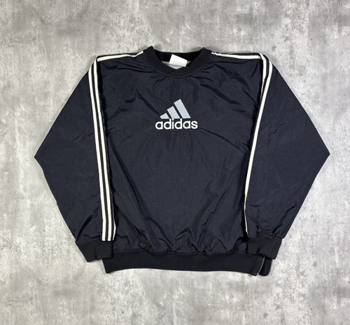 Vintage 90s Adidas Black Pullover Windbreaker Jacket Crewneck size ...