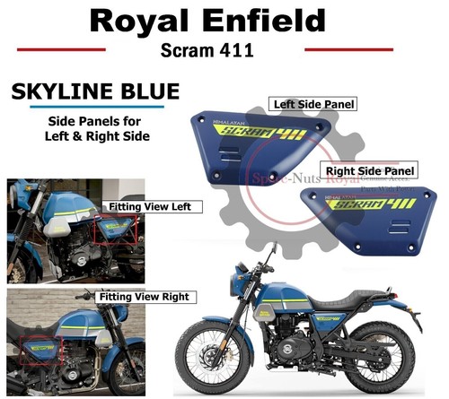 Royal Enfield "Scram 411 Skyline Blue" "Left & Right Side Panels With ...