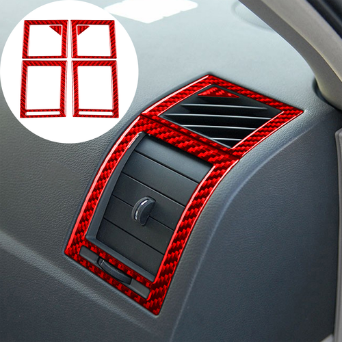 6Pcs Red Carbon Fiber Interior Side AC Air Vent Sticker For Chrysler ...