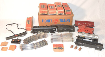 1954 LIONEL 2055 HUDSON STEAM ENGINE & 6026W TENDER TRACK 4 CAR SET ...