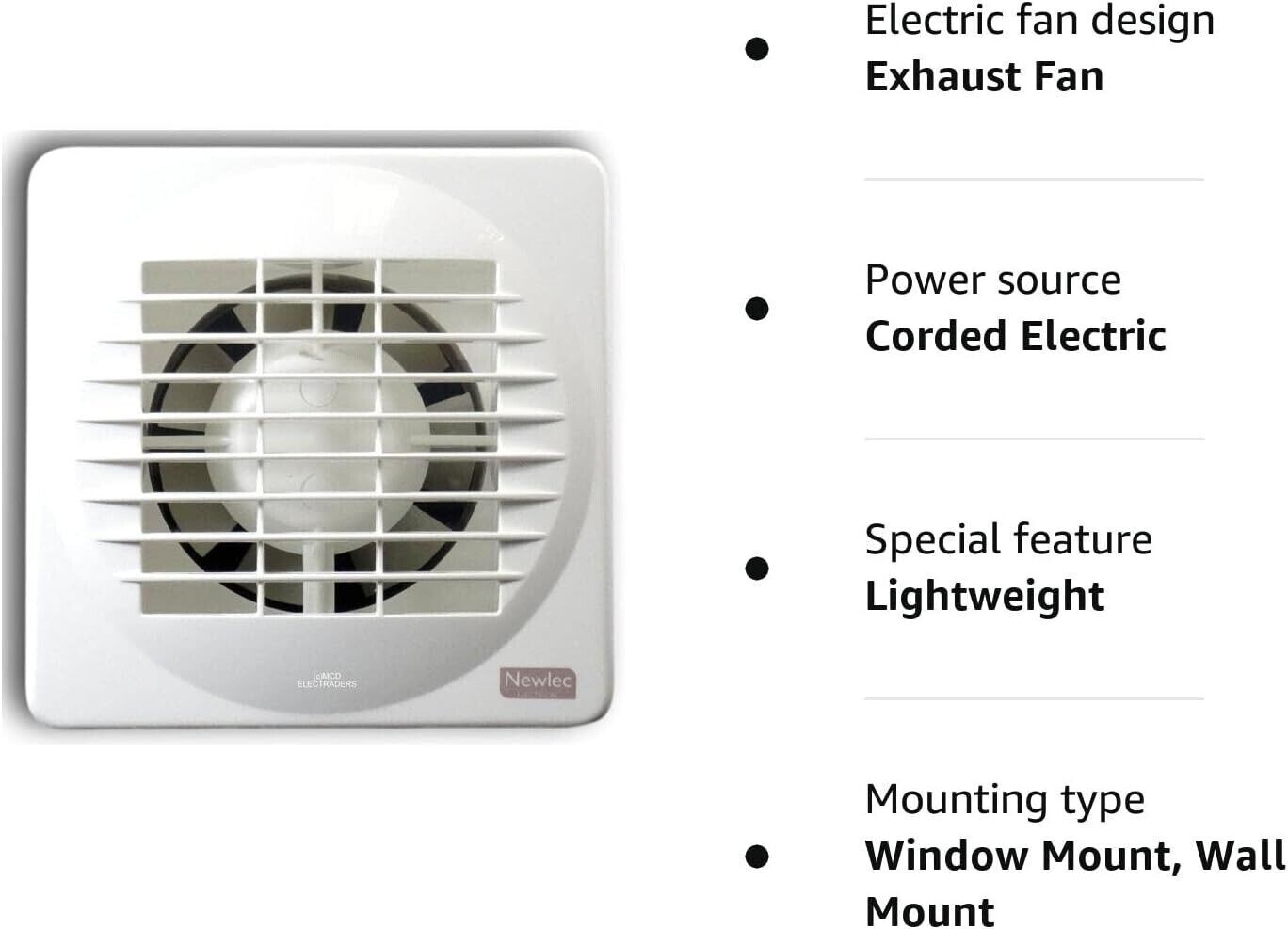 Newlec NL880T Wall / Window Axial Extractor Fan Standard 100mm w/ Timer ...
