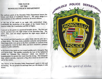 Honolulu Police (Hawaii) Shoulder Patch on a Department History Card | eBay