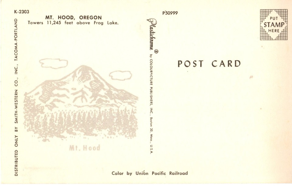 Mt. Hood, Oregon, Towers 11,245 Feet Above Frog Lake Postcard | eBay