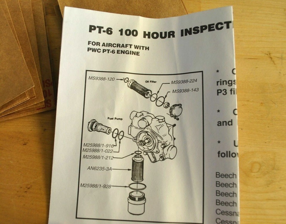 RAPCO PT-6 100 Hour Inspection Kit O Rings Gaskets | eBay
