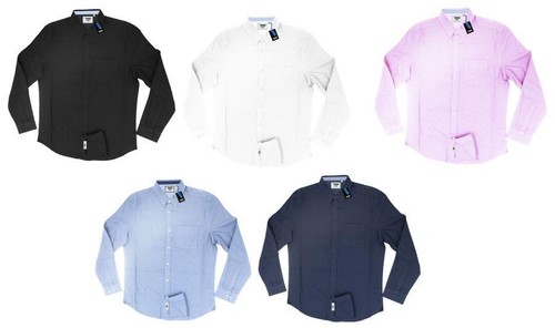 D555 Men's Plus Size RICHARD Basic Oxford L/S Shirt in 5 Colour Options ...