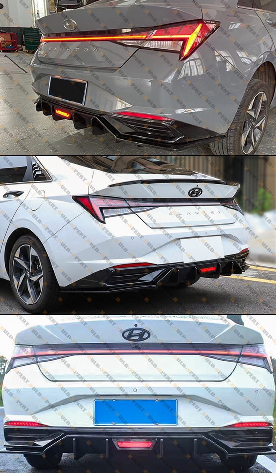 FOR 2021-23 HYUNDAI ELANTRA KDM GLOSS BLACK LED REAR DIFFUSER + CORNER ...