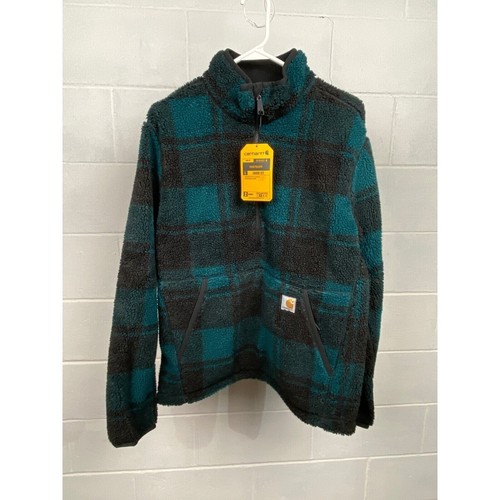 NWT Carhartt Fleece Pullover Jacket Plaid Quarter Zip Cozy Outdoor Mens ...