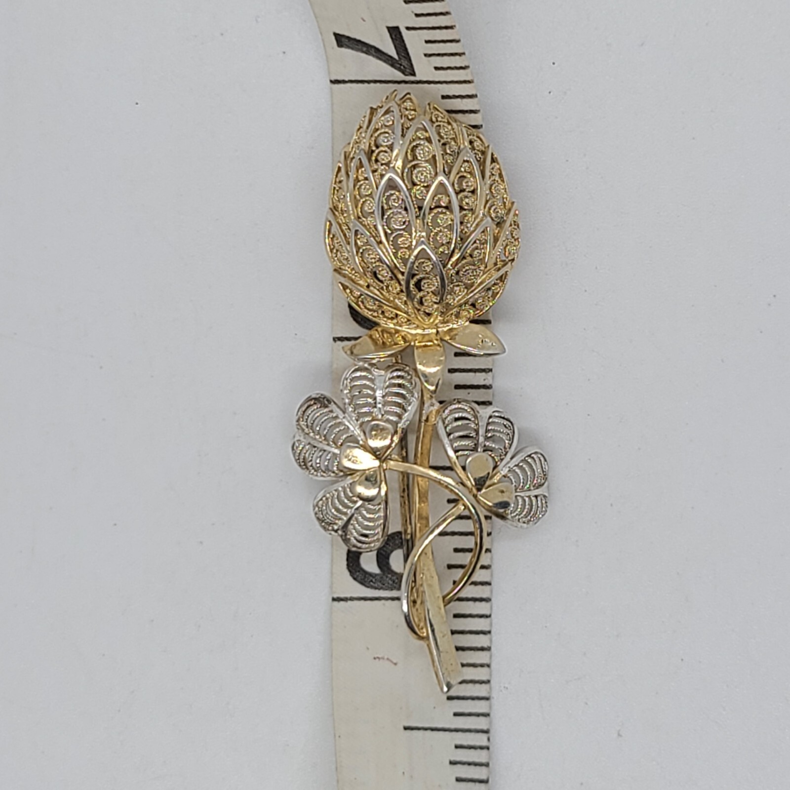 Van Lou Sterling Silver Vermeil Filigree Germany Floral Flower Pin ...
