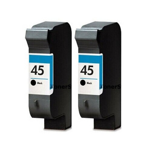 2x Ink Cartridges for HP 45 OfficeJet G55 G85 G95 K60 K80 R45 R65 T65 ...
