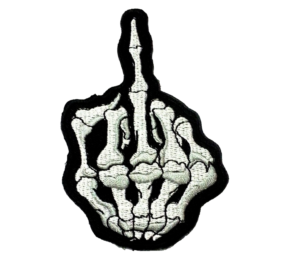 Large Skeleton Middle Finger Embroidered Patch 6 x 9 Inch for Jacket ...