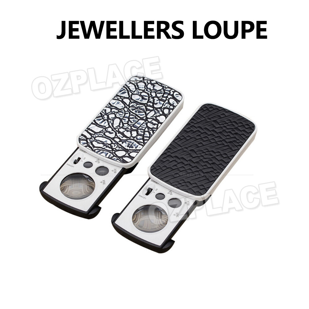 30x 60x 90x Jewellers Loupe LED Magnifier Loop Side Light Magnifying ...