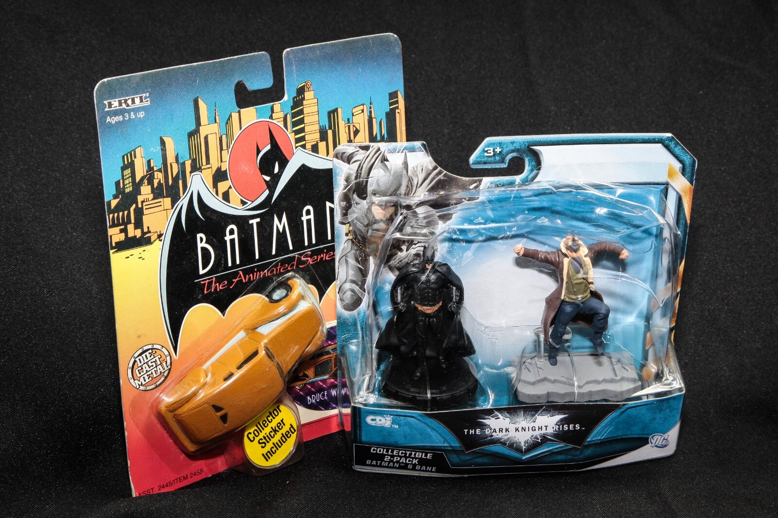 Vintage Batman Animated Series car+Dark Knight & Bane mini collectible ...