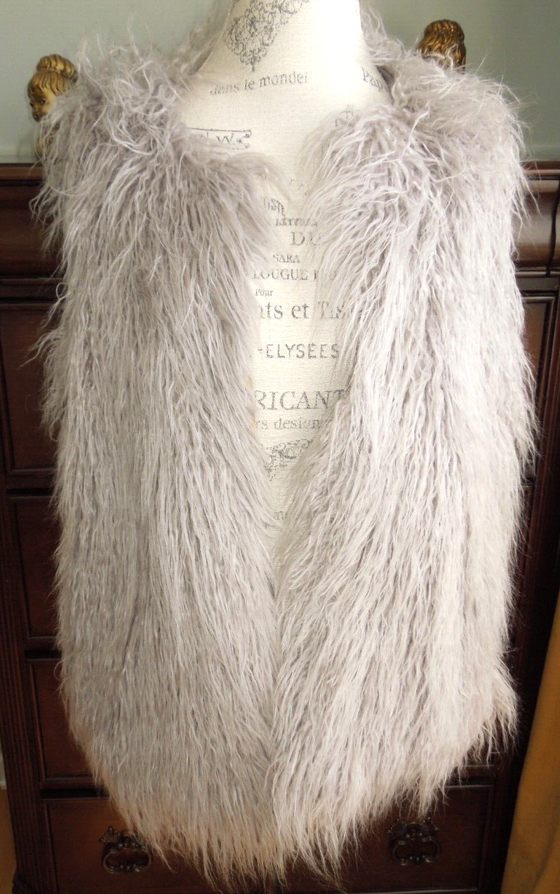 NEW SILVER GRAY LINED CARA NEW YORK WOMEN'S FAUX FUR VEST JACKET S/M ...