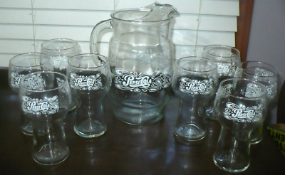 Vintage Pepsi-Cola Pitcher and Glass White Logo Set of 9 | eBay