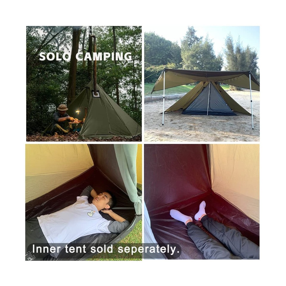 Camping Hot Tent with Wood Stove Jack 1 Person Winter Teepee Tent 4 ...