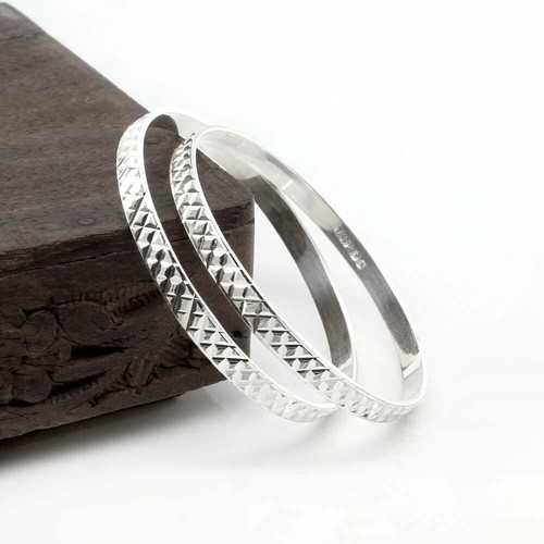 Real 925 Sterling Silver Women Bangles Bracelet (Kangan)-Pair | eBay ...