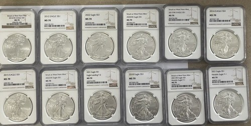 Estate Coin US American Silver Eagle PCGS/NGC Graded Unc .999 MS70 Note ...