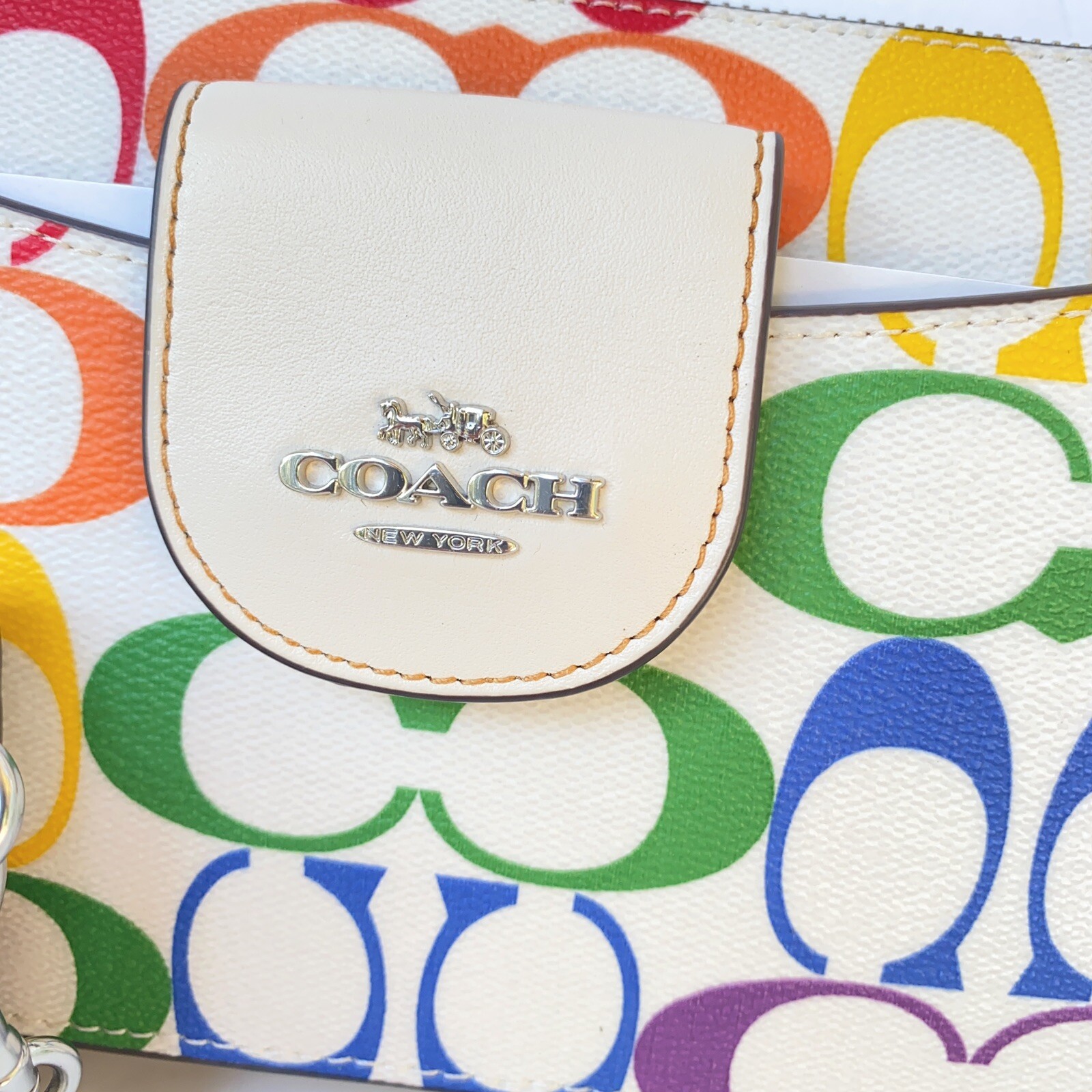 NWT Coach Pride C4697 Poppy Crossbody Card Case Rainbow Signature ...