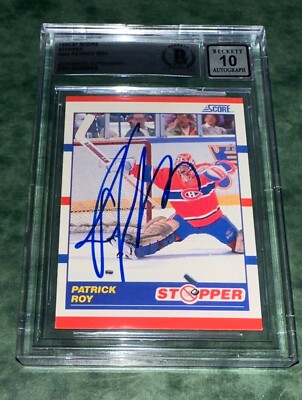 PATRICK ROY SIGNED CARD 1990-91 SCORE AUTO BAS BECKETT AUTHENTICATED 10 ...