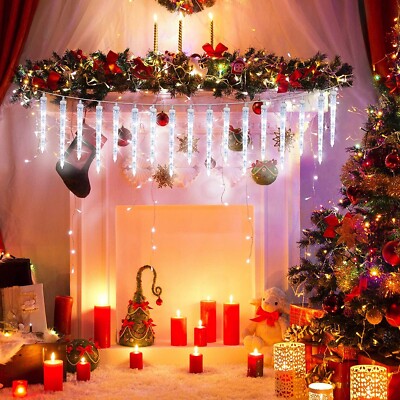 Christmas Icicle Lights 20 Tubes 90 LED Outdoor Indoor Crystal Ice ...