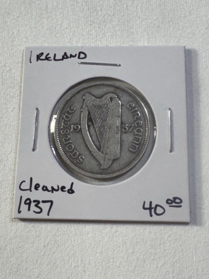 1937 Ireland 1 Florin Silver Coin Low Mintage Cleaned | eBay