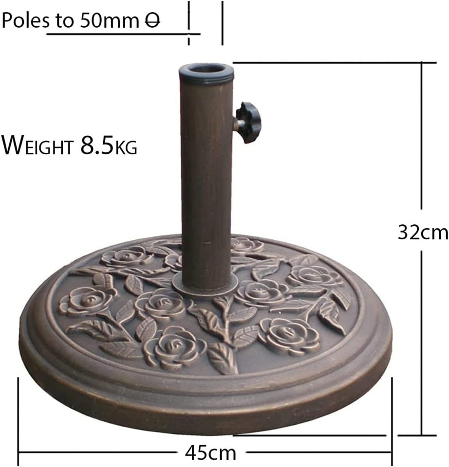CAST IRON ROUND UMBRELLA PARASOL BASE STAND PATIO OUTDOOR GARDEN HEAVY ...