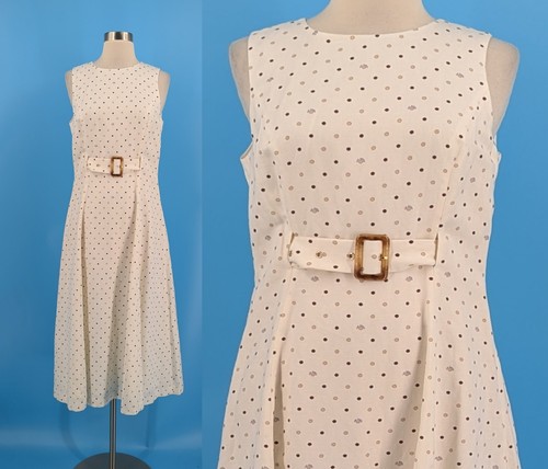 Ted Baker Caryla Spotted A-line White Midi Belted Dress Cut Tag Small ...