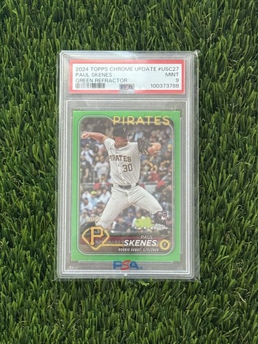 Paul Skenes 2024 Topps Chrome Update Debut Green Refractor /99 PSA 9 📈🔥 ...