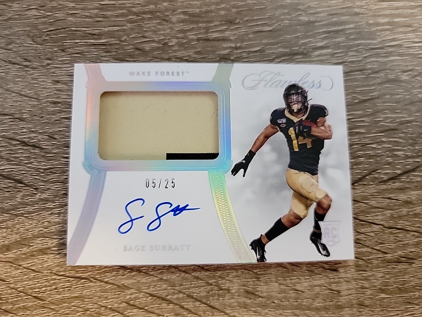 Sage Surratt 2021 Panini Flawless Collegiate 5/25 Rookie Patch Auto RPA ...
