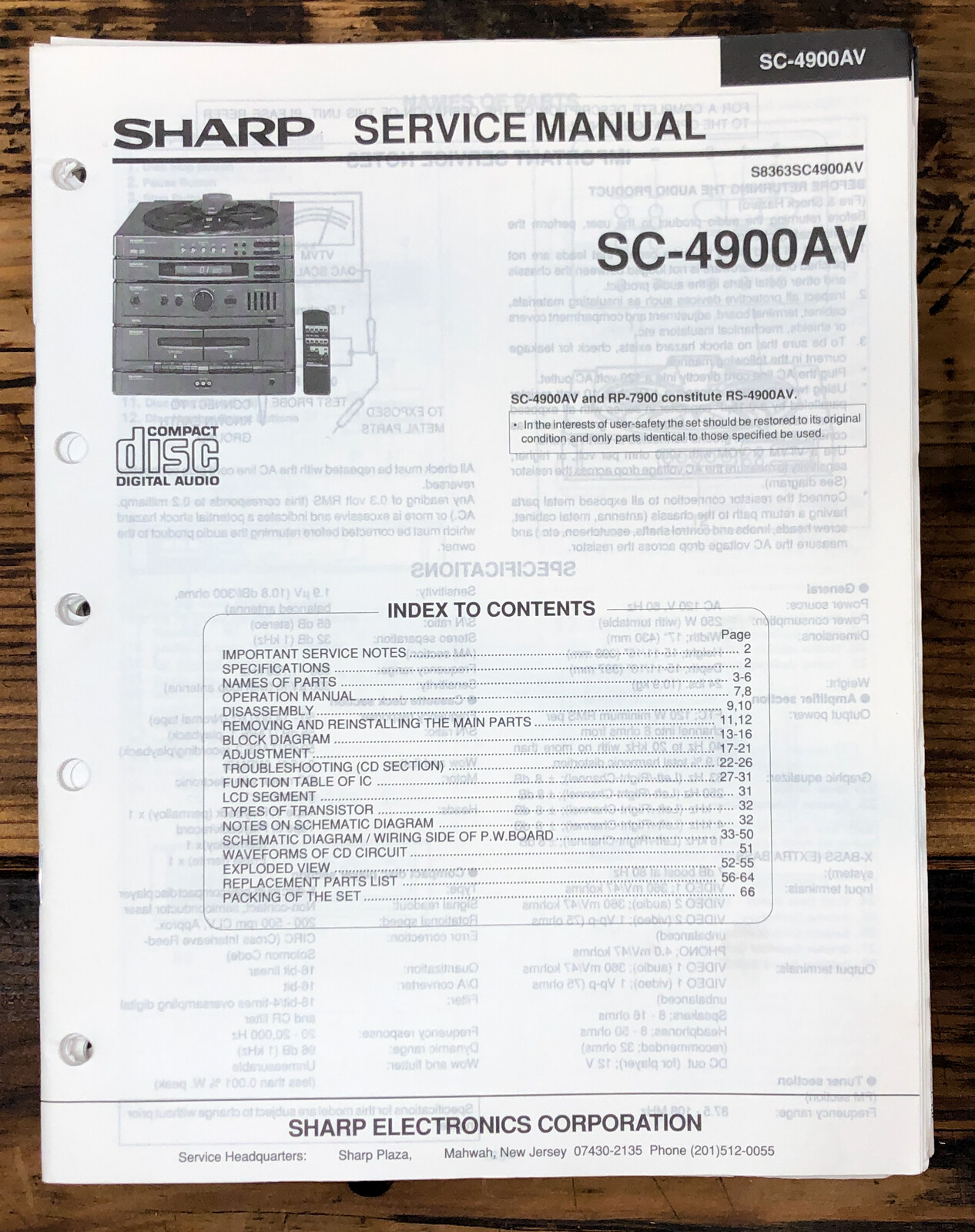 Sharp SC-4900AV Stereo System Service Manual *Original* | eBay