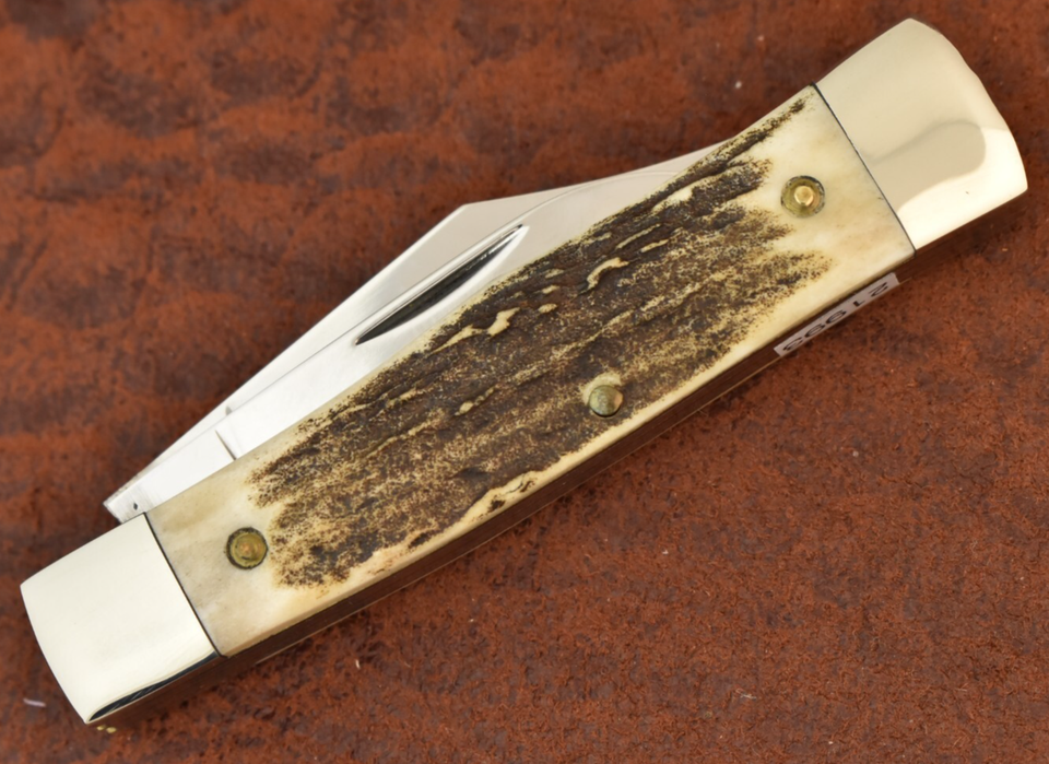 SWANNER by QUEEN CUTLERY CO MADE IN USA STAG GUNSTOCK JACK KNIFE NICE ...