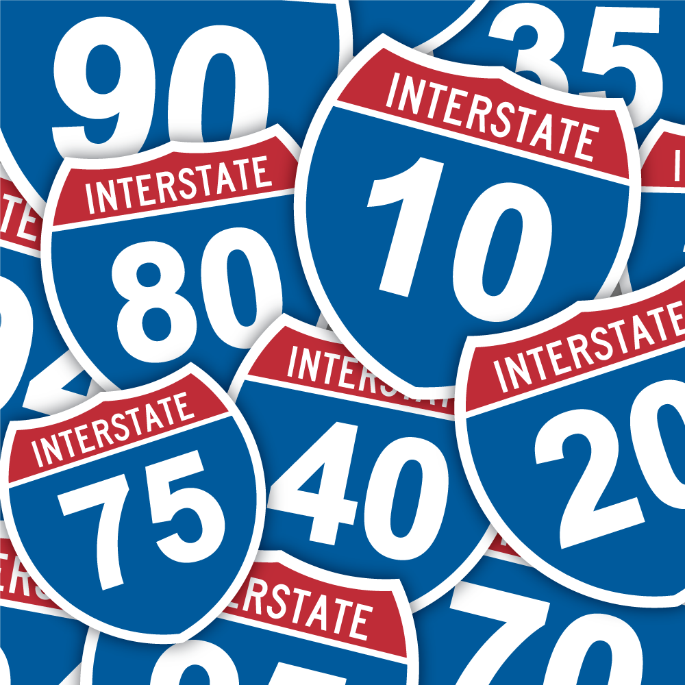 (3 Pack) Interstate Highway Sign Road Vinyl Decal Sticker Bumper I-90 I ...