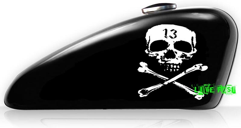 SKULL 13 DECAL sticker outlaw biker motorcycle tank decal skull cross ...