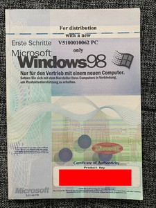 Microsoft MS Windows 98 #CoA #Product Key | eBay