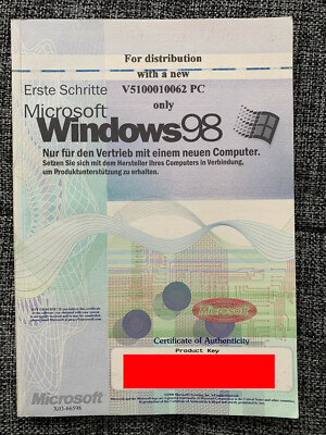Microsoft MS Windows 98 SE / Zweite Ausgabe #CoA #Product Key #Retro ...