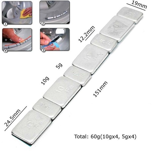 8 Pack Adhesive Wheel Balancing Weight Strips Lead Free Stick On 60g ...