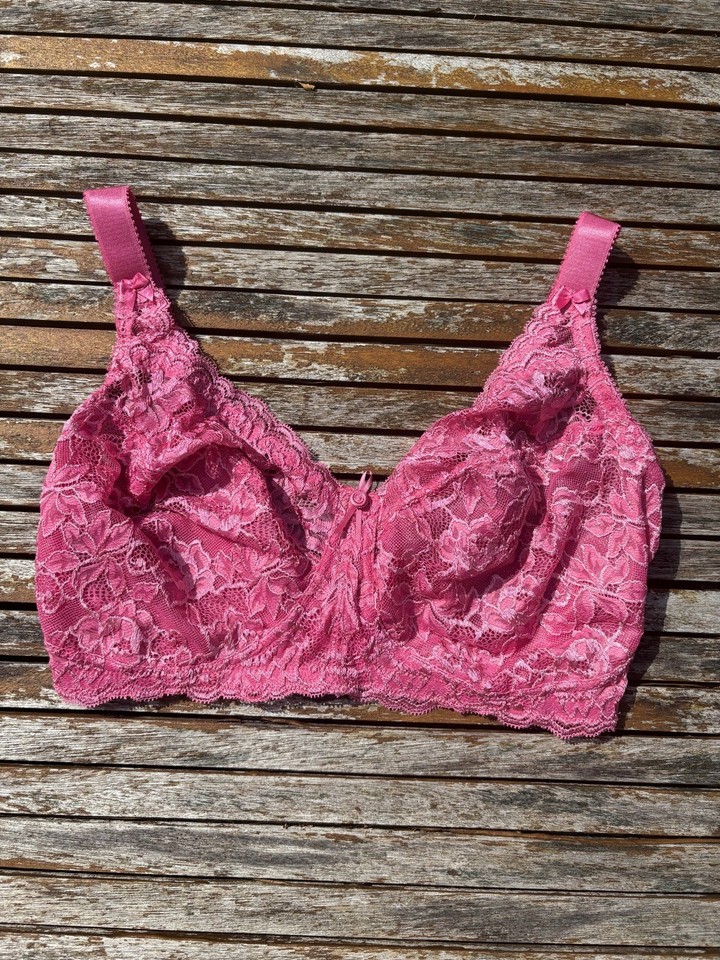 EX M&S BRA NON WIRED NON PADDED BEAUTIFUL SOFT PINK LACE BRA 34E ...