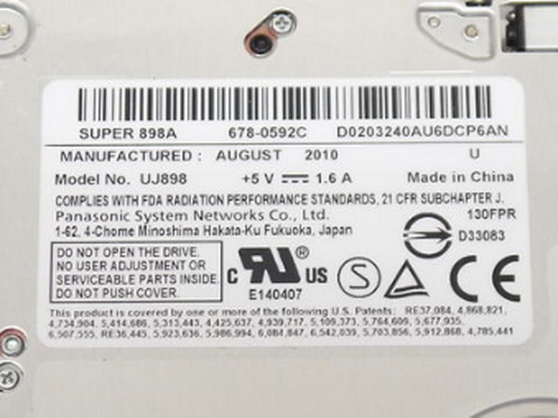 Used SATA DVDROM Superdrive UJ-898 UJ-868 for MacBook a1278 2008 a1342 ...