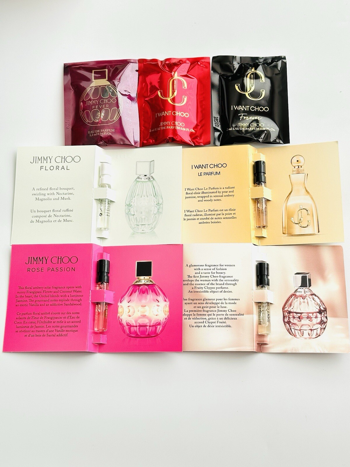 Jimmy Choo Perfume Sample Size 7pcs (Jimmy Choo, Fever, Rose Passion ...
