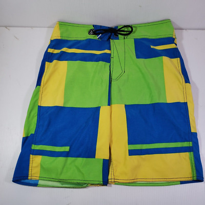 Volcom Board Shorts Men's Size 32 Mod Tech Swim Trunks 9”L Blue/Yellow ...