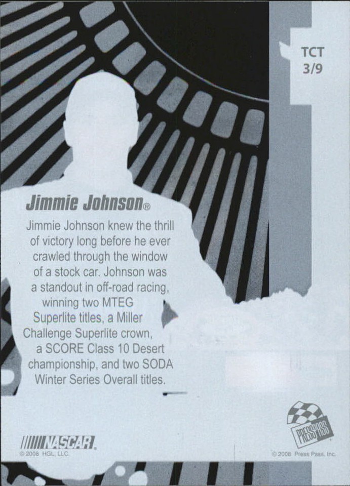 2008 VIP Trophy Club Transparent #TC3 Jimmie Johnson - NM-MT | eBay