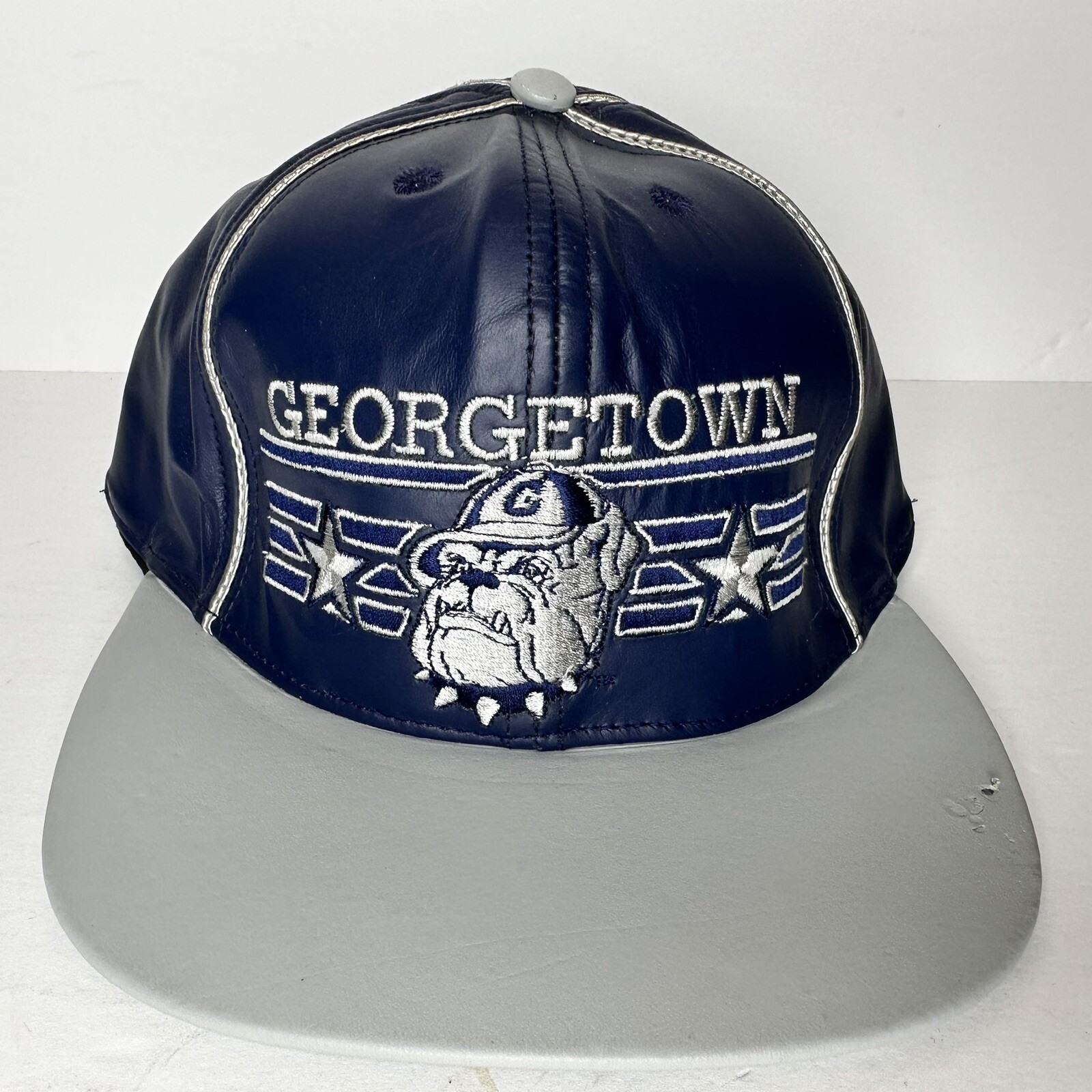 RARE 90s Georgetown Hoyas Hat Leather Strap Back Cap University James ...