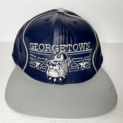 RARE 90s Georgetown Hoyas Hat Leather Strap Back Cap University James ...
