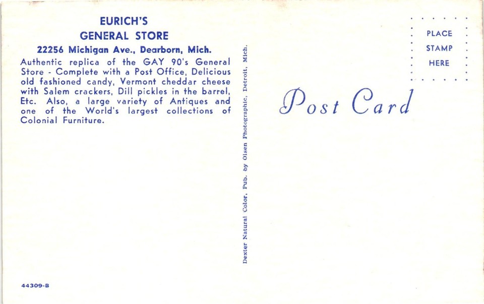 Vintage Postcard- EURICH'S GENERAL STORE, DEARBORN, MI | eBay