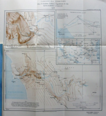 1929 Gordon-Gallien - KALAMBO FALLS - Tanganyika - UJIJI - COLOUR MAP ...