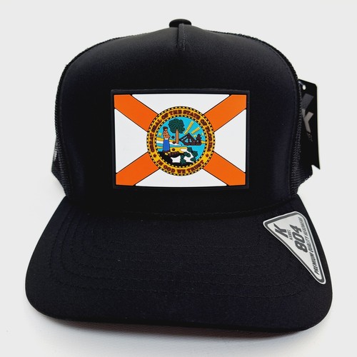 Florida State Flag PVC Patch Kamel 804 Mesh Snapback Black New | eBay