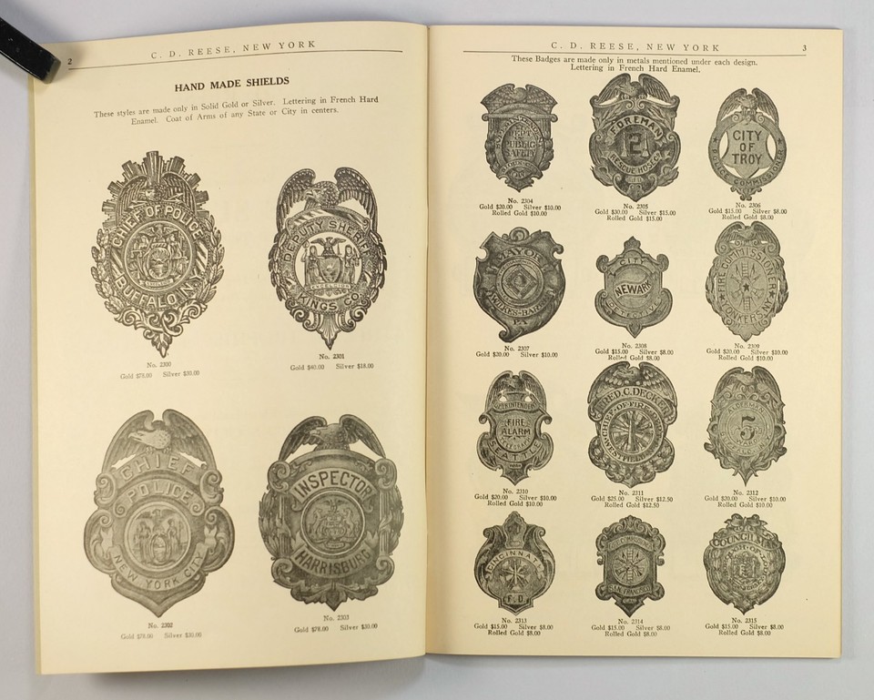 Vintage 1930s C. D. Reese Police Badges & Equipment Catalog | eBay