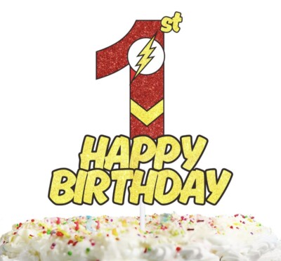 Super Hero 1st Birthday The Flash Cake Topper Lighting Boy's Birthday ...