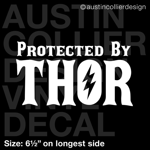 6.5" PROTECTED BY THOR vinyl decal car window laptop sticker - norse ...